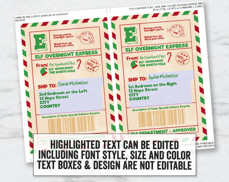 Printable Christmas Elf Shipping Label Christmas Elf Parcel - Etsy