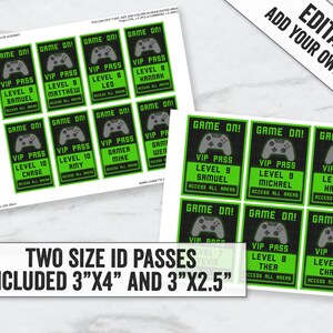 Editable Gamer ID Passes Template, Printable Gaming Party Passes for ...