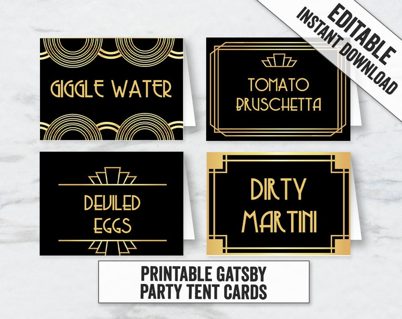 Printable Gatsby Party Bundle Editable 1920s Themed Pack Set - Etsy UK