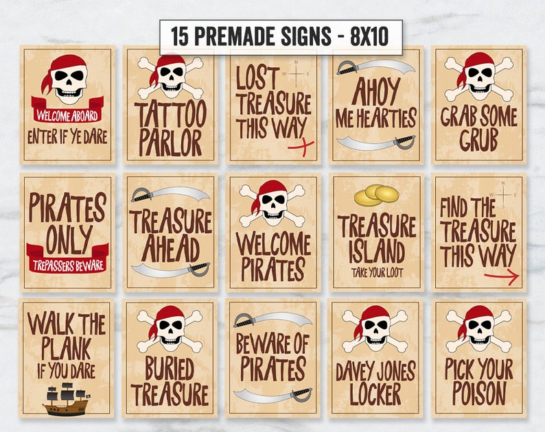 Printable Pirate Themed Party Signs Printable Pirate Party - Etsy