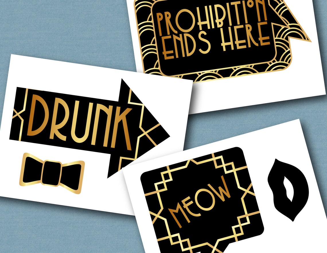 35 1920s Party Props, Gatsby Printable Photobooth Props, Art Deco 1920s ...