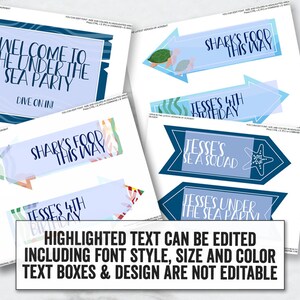 Printable Under the Sea Arrows, Fun Under the Sea Party Arrow Signs ...