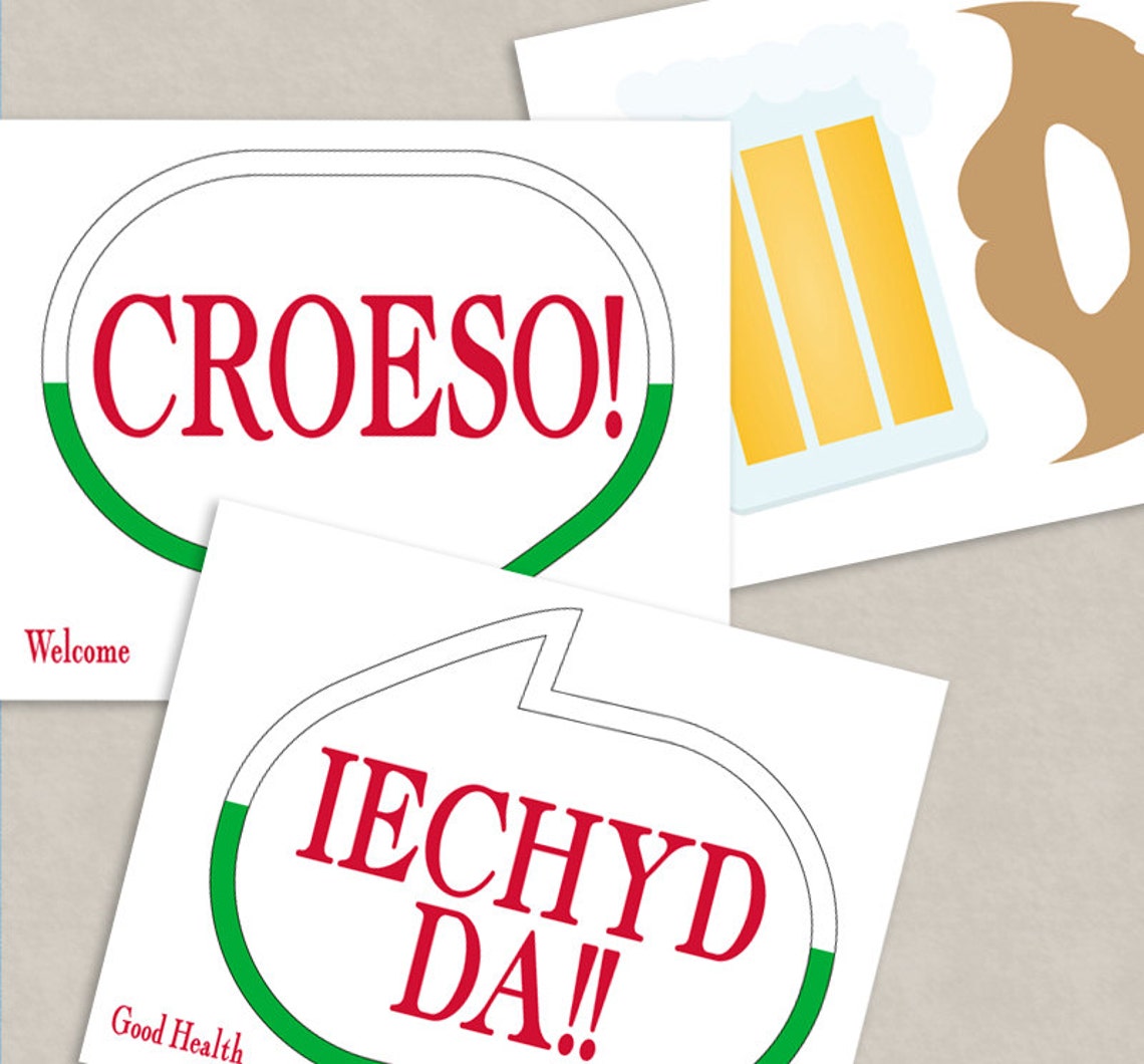 35 Welsh Party Photo Booth Props Wales Party Props Love - Etsy UK