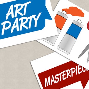 35 Art Party Photobooth Props, Arty Party Photo Booth Prop, Diy Paint ...