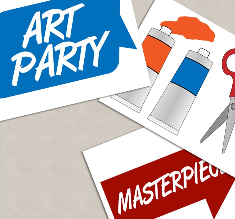 35 Art Party Photobooth Props, Arty Party Photo Booth Prop, Diy Paint ...