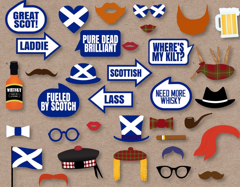 35 Scottish Party Props, Printable Scotland Themed Photo Booth Props ...