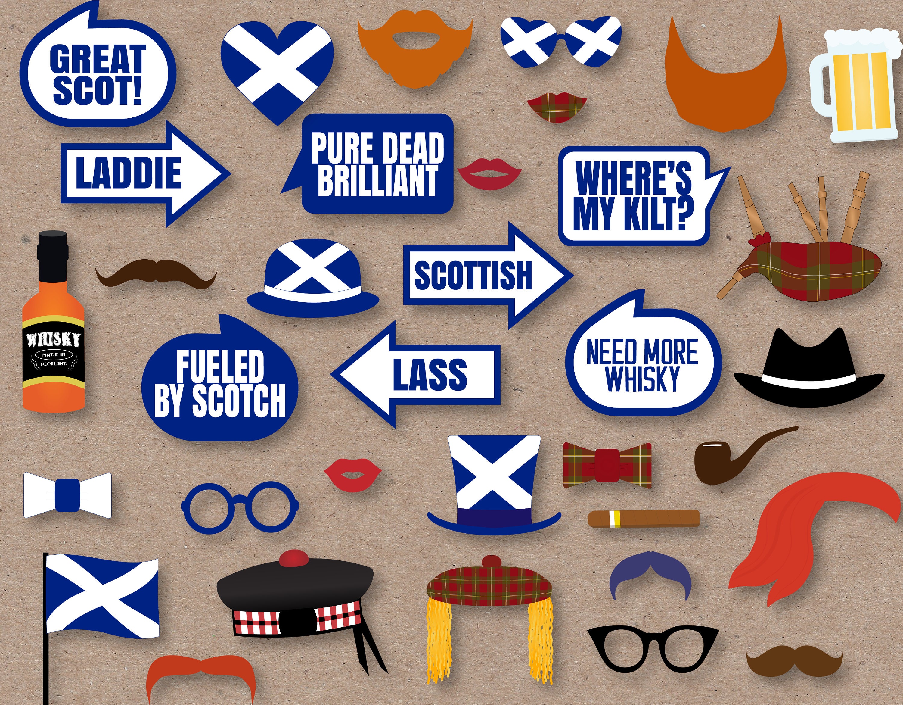 35 Scottish Party Props Printable Scotland Themed Photo Booth - Etsy
