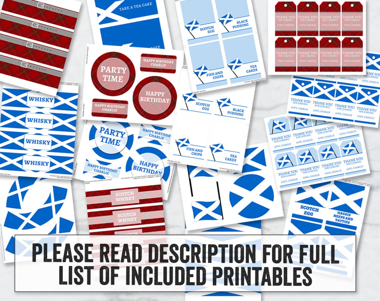 Printable Scottish Party Bundle, Editable Scotland Party Decorations ...