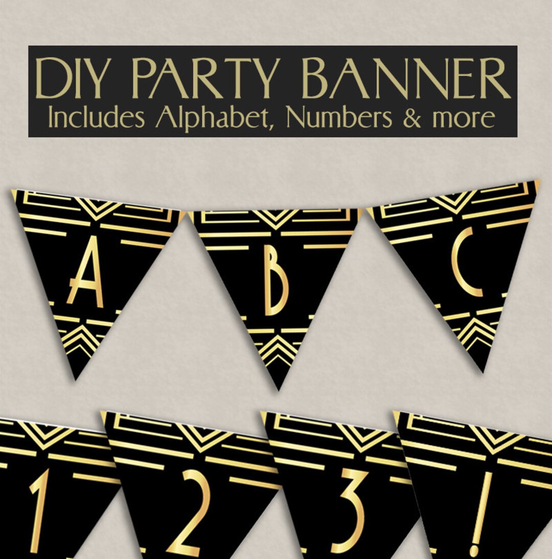 Printable Bunting 1920s Theme Party Decor, Roaring Twenties Banner Any ...