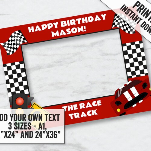 Printable Car Racing Selfie Frame Add Your Own Text Red Race - Etsy