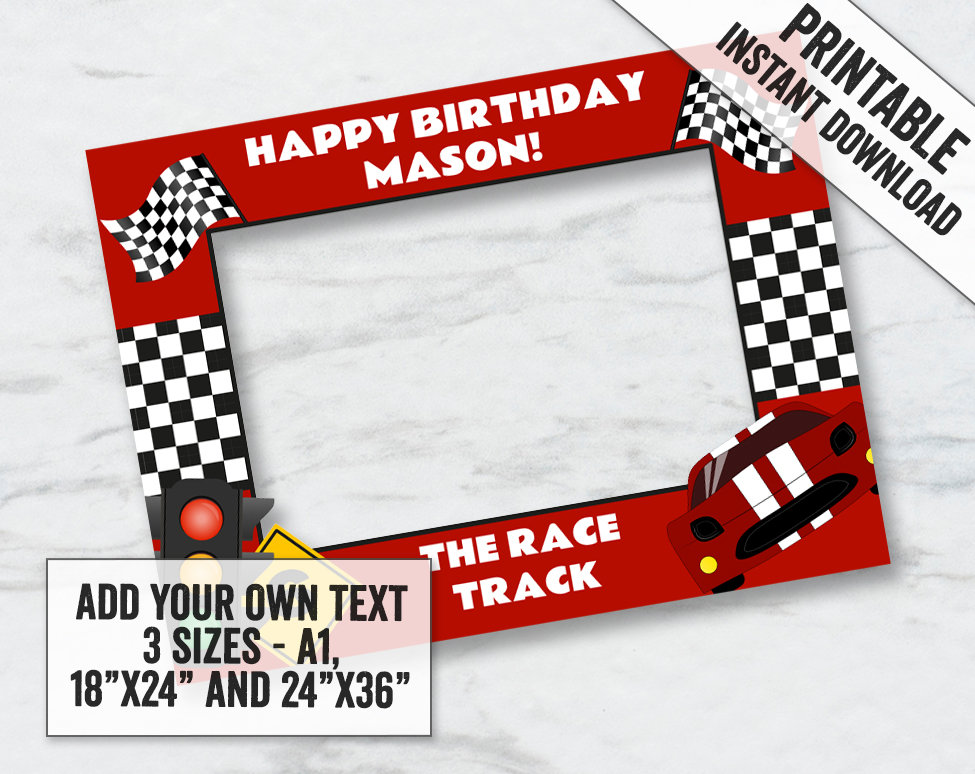 Printable Car Racing Selfie Frame Add Your Own Text Red Race - Etsy