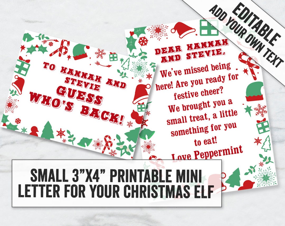 Mini Printable Christmas Elf Letter Cute Elves Small Letter - Etsy