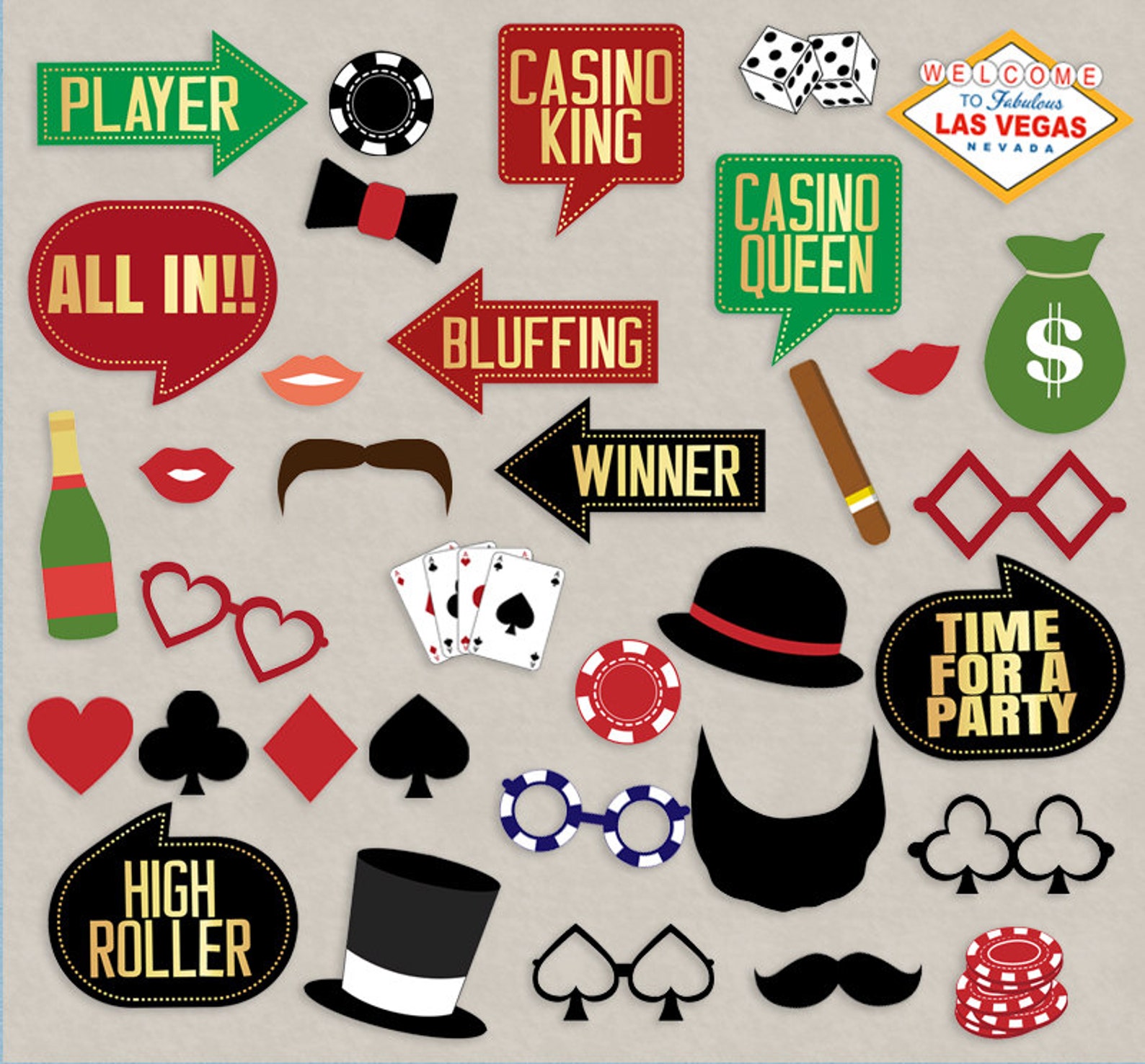 35 Casino Party Props, Casino Printable Decor, Las Vegas Theme Party ...