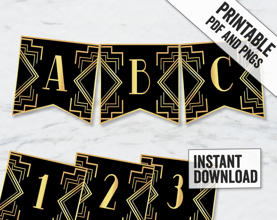 Printable 1920s Banner, Party Gatsby Theme Printable Bunting ...