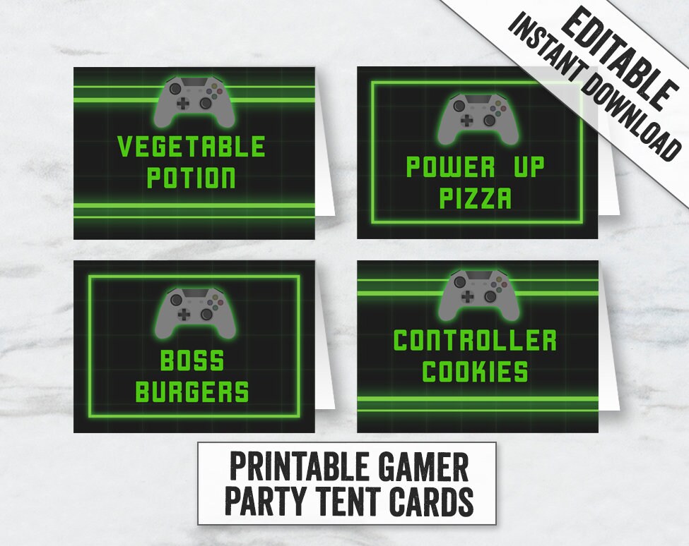 Editable Gamer Party Bundle, Printable Gaming Party Pack, Printable ...