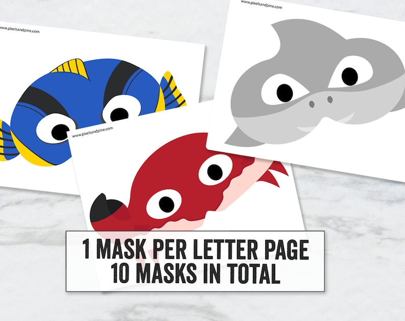 10 Under the Sea Mask Printables Printable Ocean Animal - Etsy