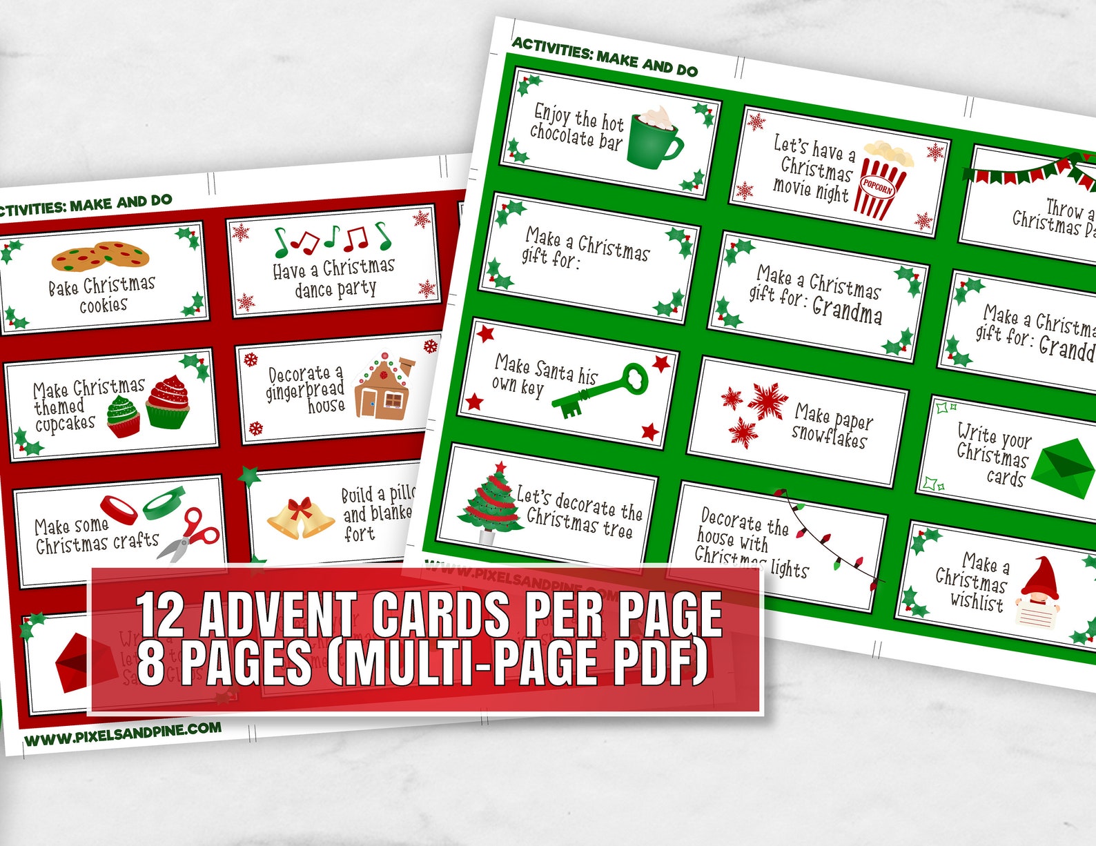 Printable Christmas Advent Cards, 96 Christmas Advent Activity Notes ...
