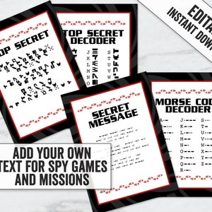 Editable Spy Games Printable Spy Party add your own text | Etsy