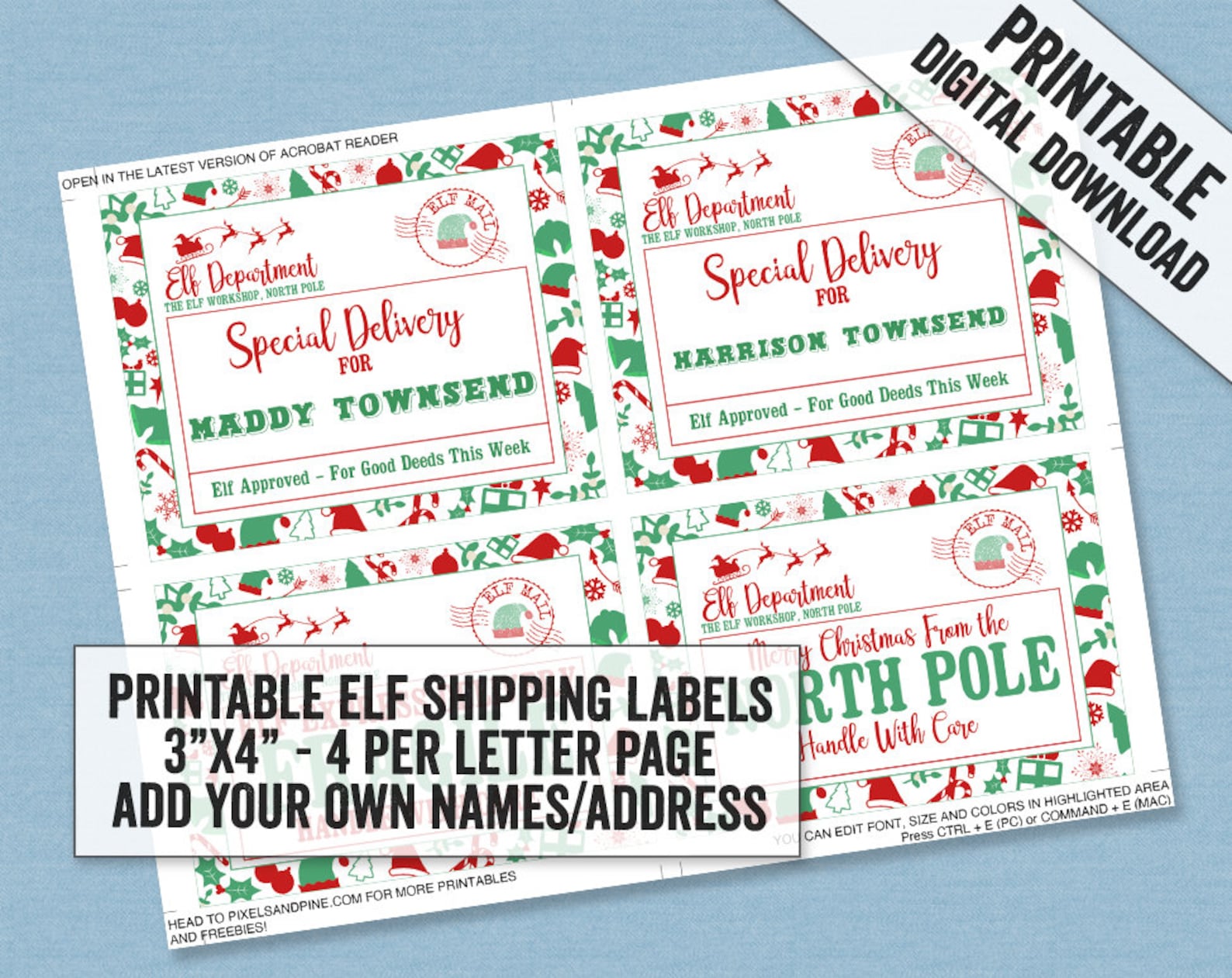 Printable Elf Shipping Label Printable Elf Christmas Parcel - Etsy UK