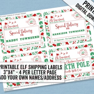 Printable Elf Shipping Label, Printable Elf Christmas Parcel, Instant ...
