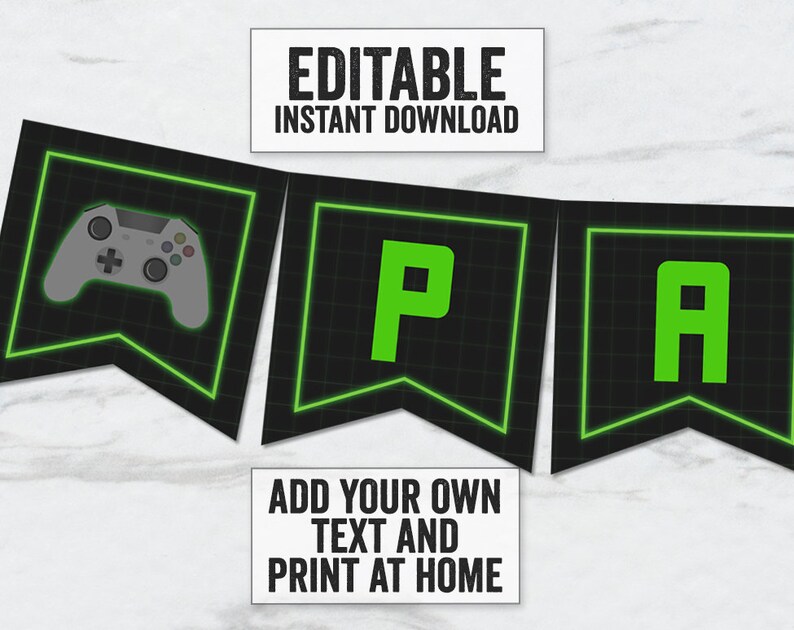 Editable Gamer Party Bunting Printable Gaming Party Banner - Etsy