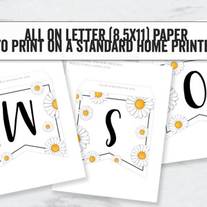 Daisy Printable Bunting, Daisy Theme Printable Banner, Printable Baby ...