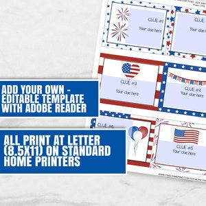 Printable Outdoor 4th July Treasure Hunt Clues, Printable Independence ...
