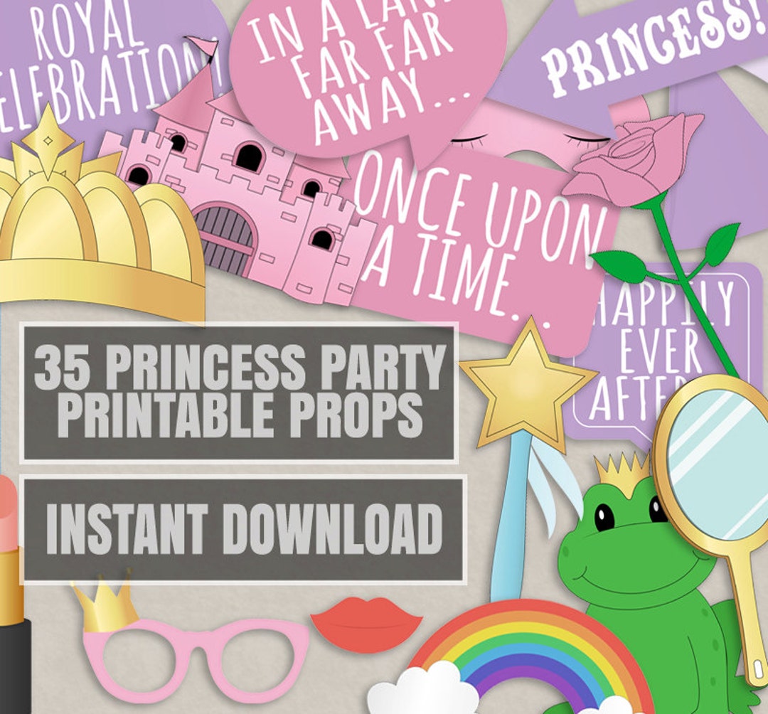 35 Princess Party Printable Props, Diy Princess Party Photobooth Decor ...