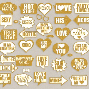 35 Valentine's Day Glitter Gold Props Printables, Diy Photo Party ...