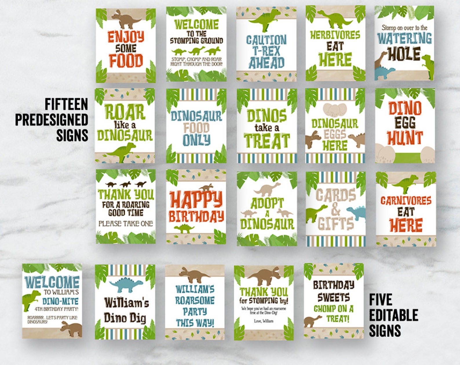 Printable Dinosaur Party Signs Editable Dinosaur Party Signs - Etsy