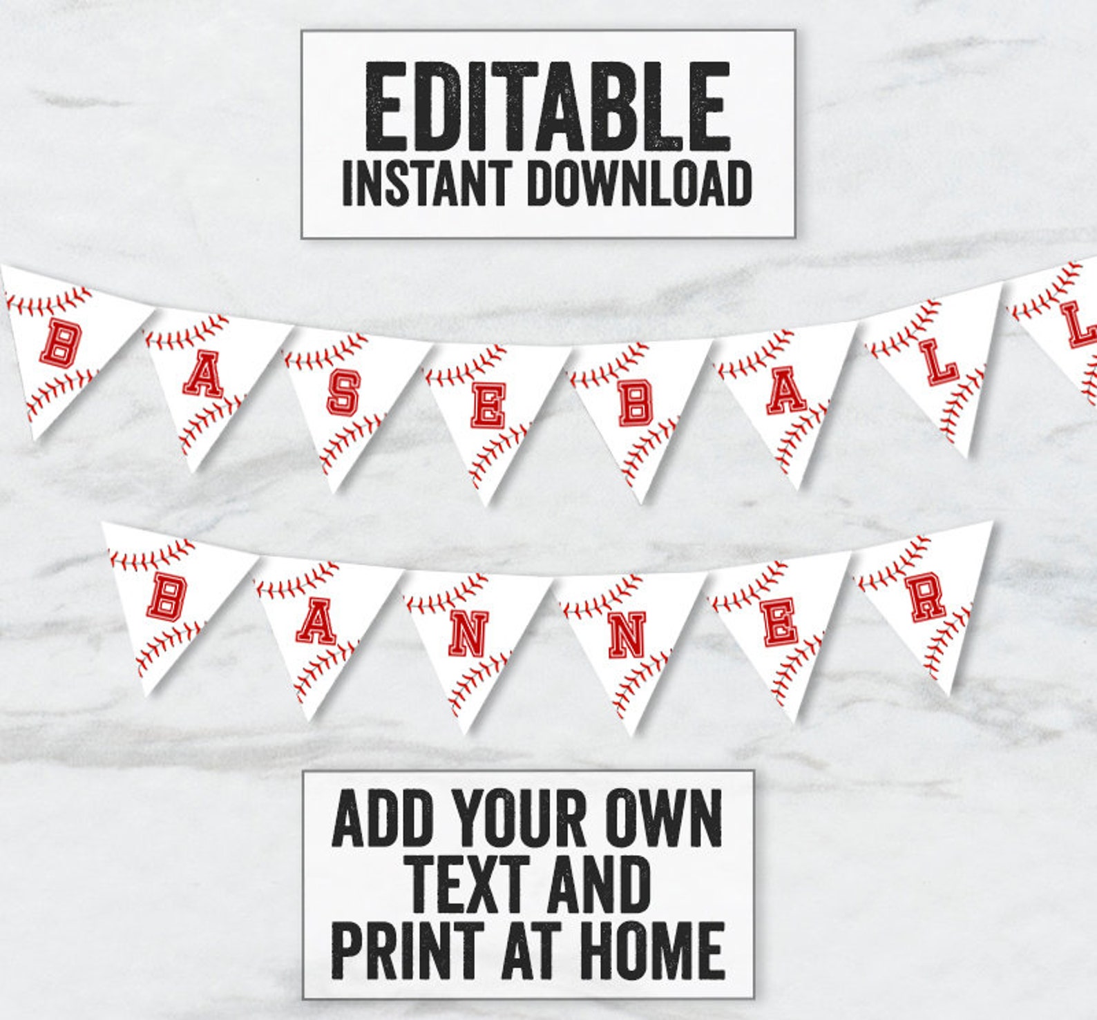 Editable Baseball Bunting Printable Baseball Party Banner | Etsy