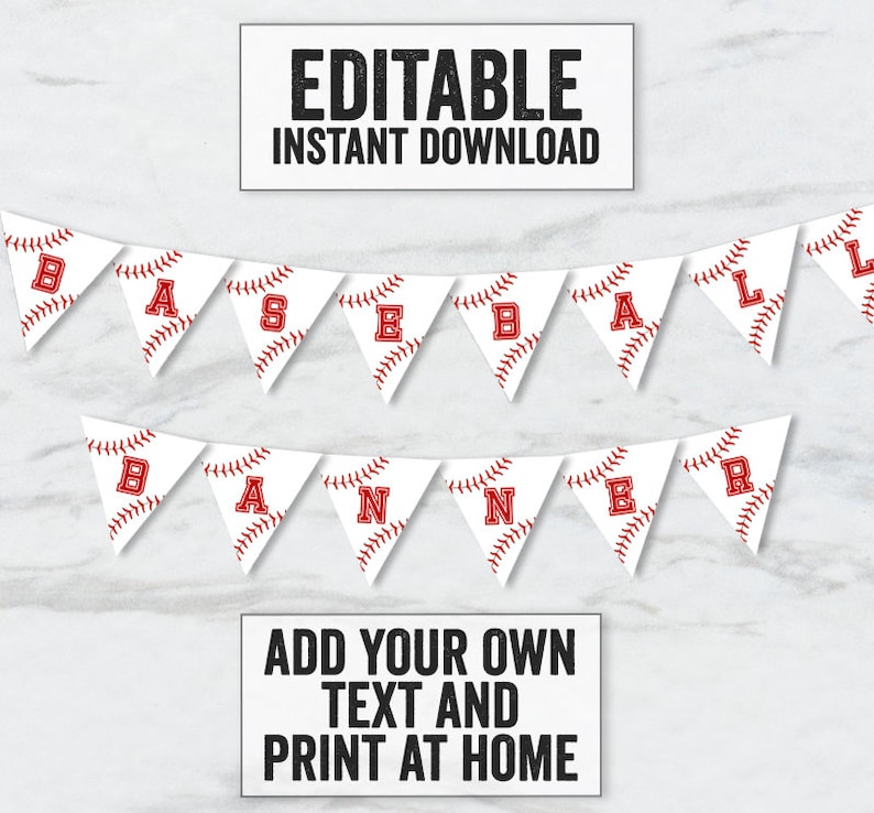 Editable Baseball Bunting Printable Baseball Party Banner | Etsy