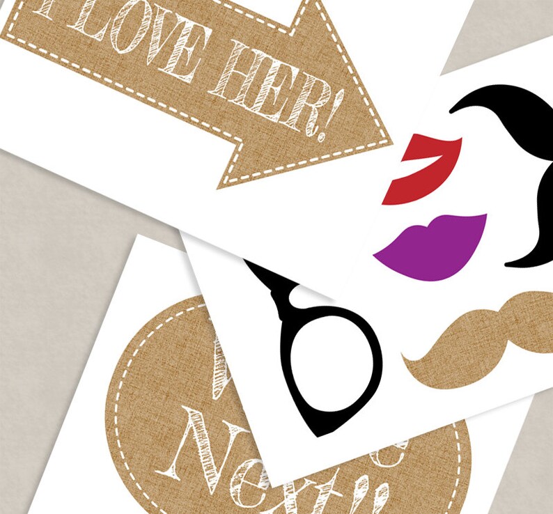 35 Rustic Wedding Photo Booth Prop Printables Rustic Burlap | Etsy