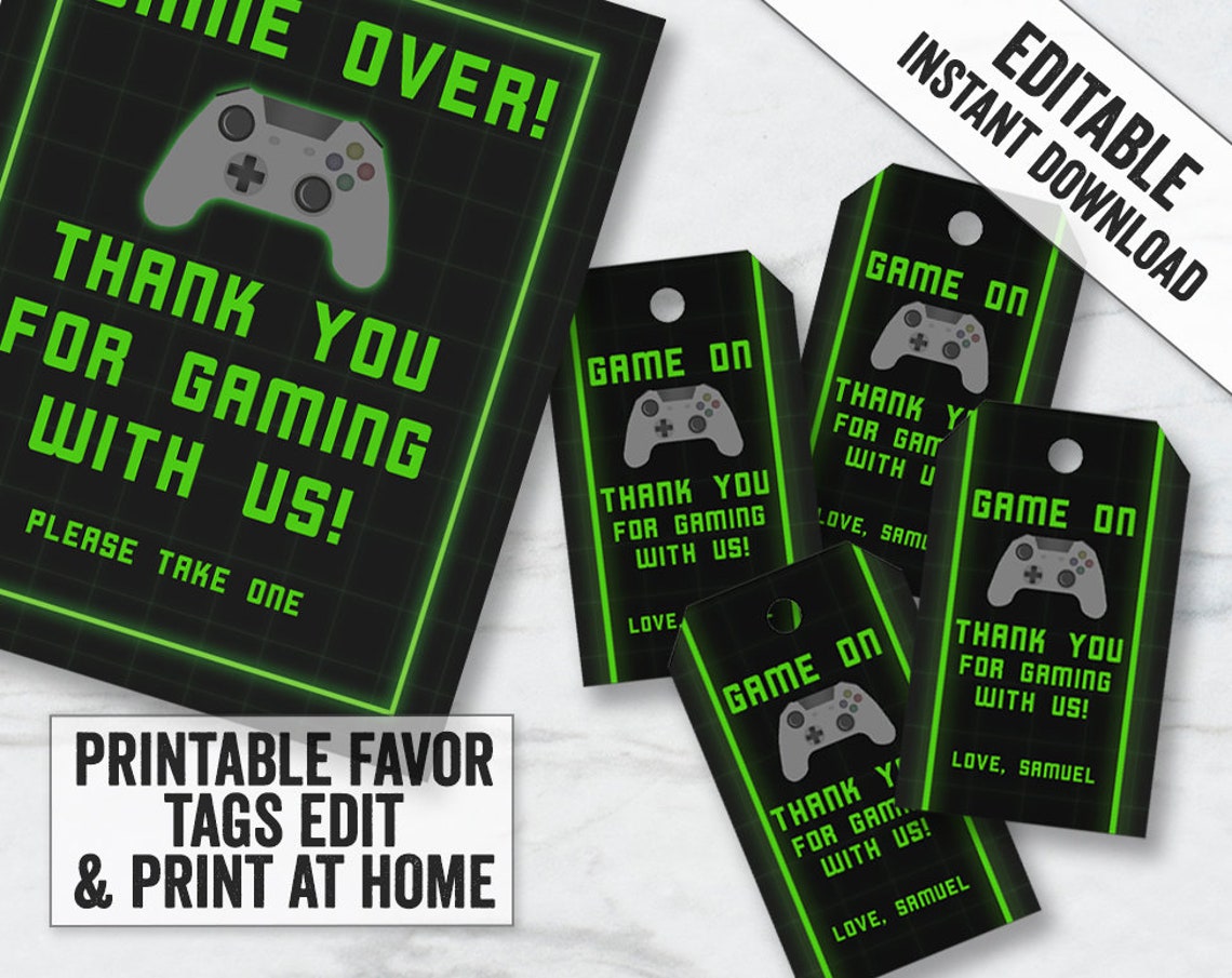 Editable Gamer Party Bundle, Printable Gaming Party Pack, Printable ...