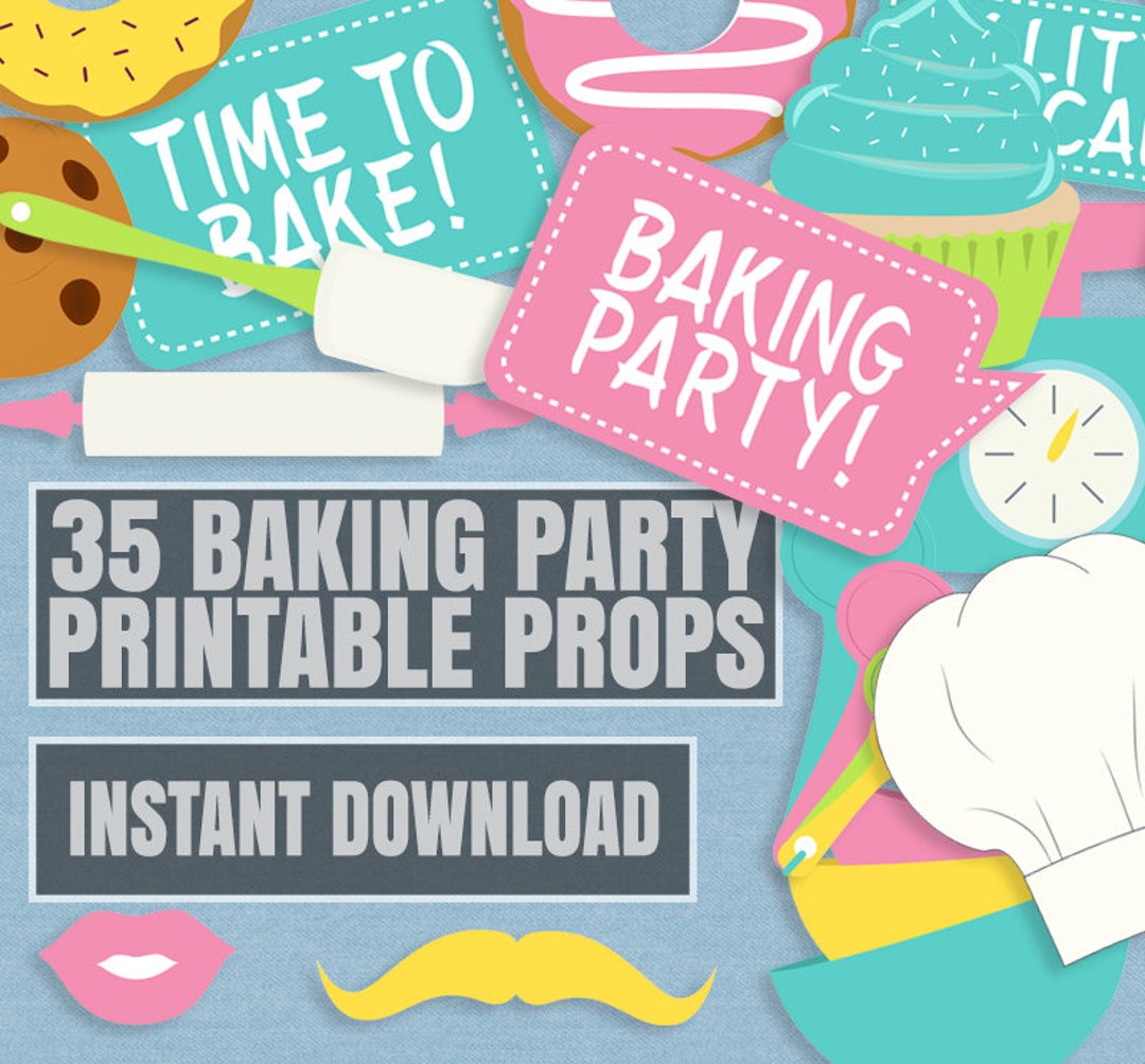 35 Baking Party Photo Booth Props, Baking Kitchen Themed Party Props ...