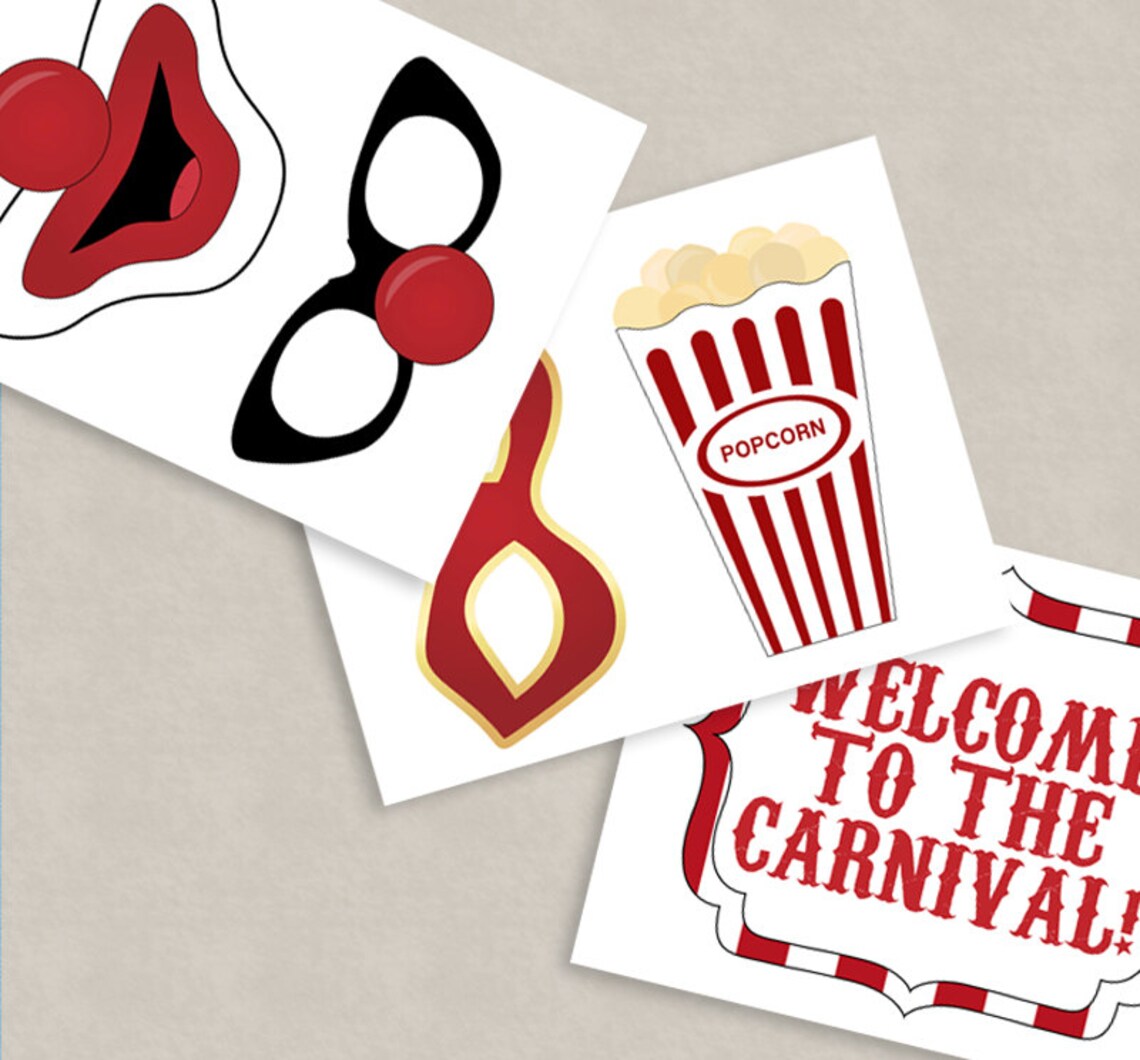 35 Carnival Party Photo Booth Props, Circus Themed Party Props, Love ...