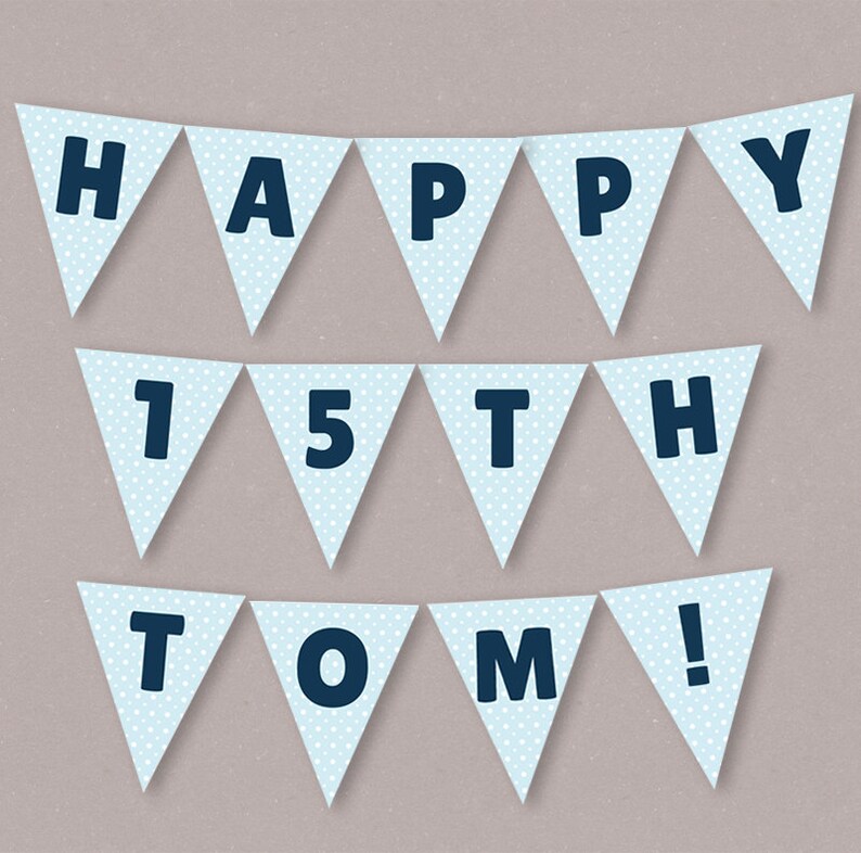 Blue Printable Bunting DIY Banner With Full Alphabet Custom - Etsy ...