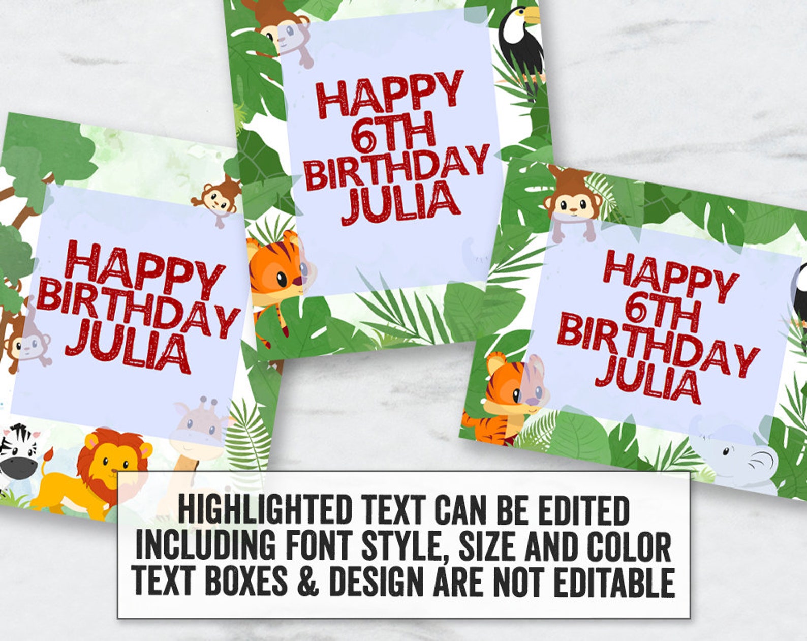 Jungle Party Signs Printable Jungle Safari Party Signs - Etsy