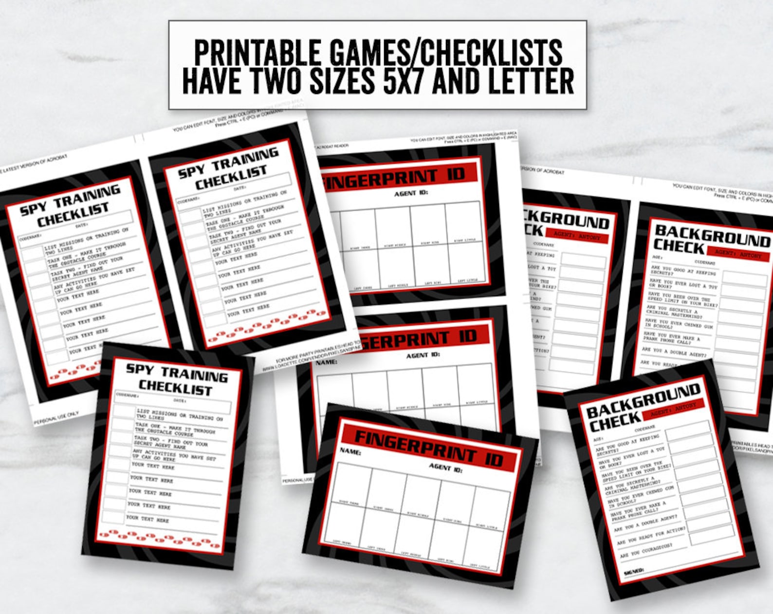 Spy Party Printables Editable Secret Agent Party Registration | Etsy