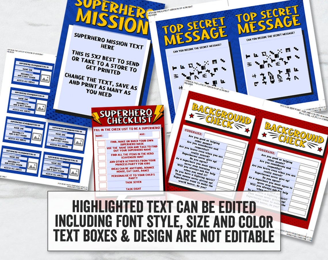 Superhero Party Printables, Editable Superhero Party Registration Kit ...