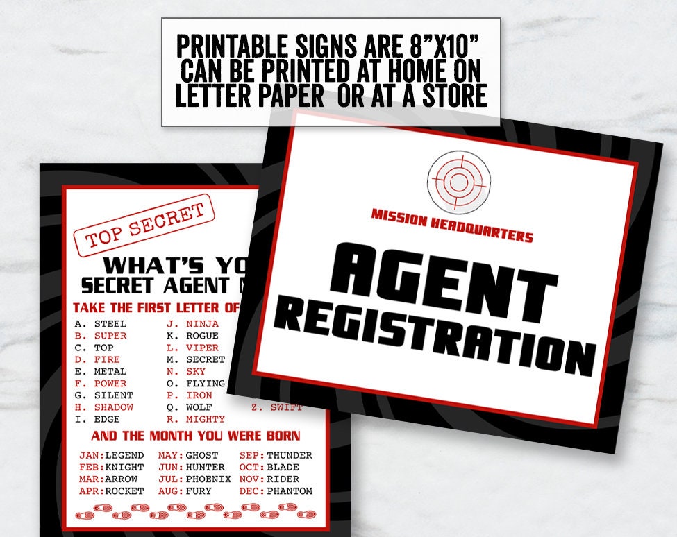 Spy Party Printables Editable Secret Agent Party Registration | Etsy