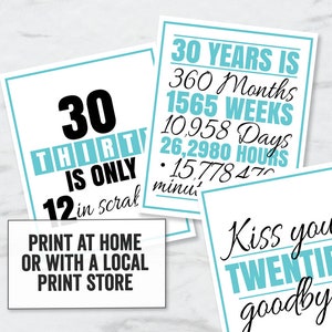 Printable 30th Birthday Party Signs, Blue Party Signs 1993, Printable ...