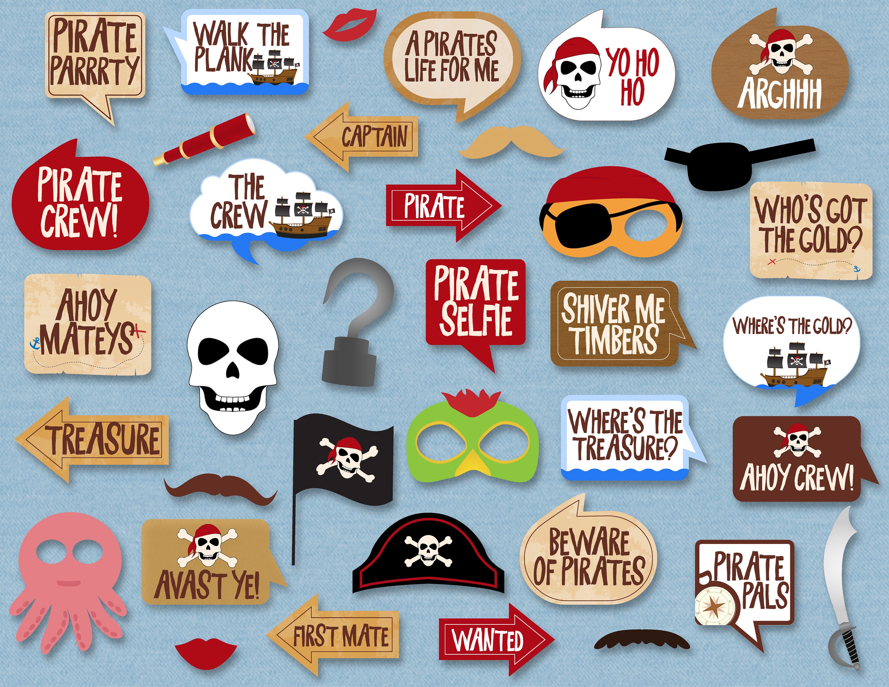 Printable Pirate Party Bundle, Editable Pirate Birthday Pack Set ...