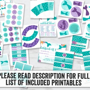 Editable Mermaid Party Bundle, Printable DIY Mermaid Party Pack ...
