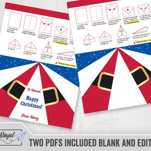 Printable Paper Plane Christmas Santa Template, Editable Christmas ...