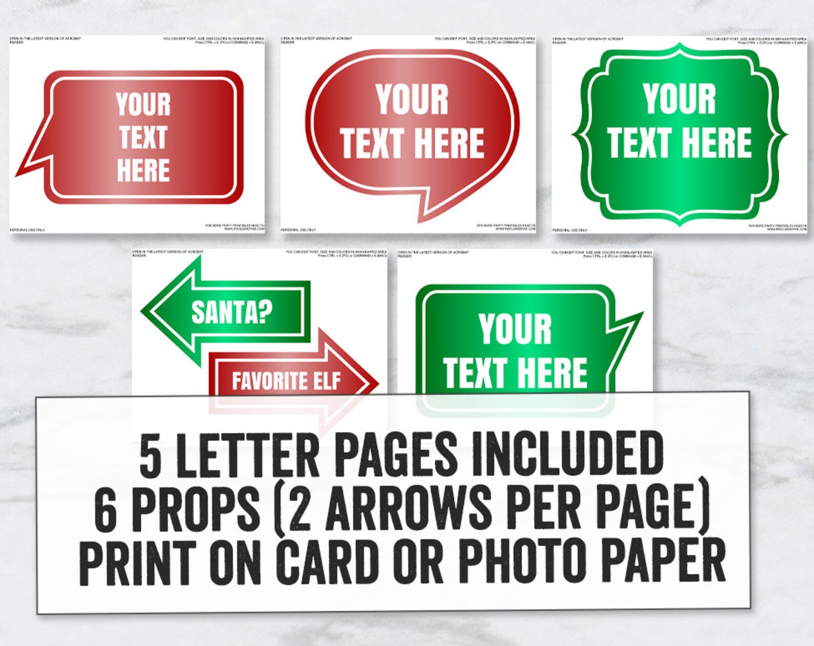 Editable Christmas Photo Props Printable Christmas Photobooth - Etsy