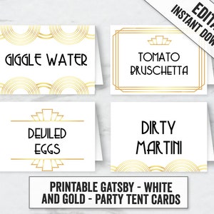 Printable White and Gold Gatsby Party Bundle, Editable 1920s Gold Set ...