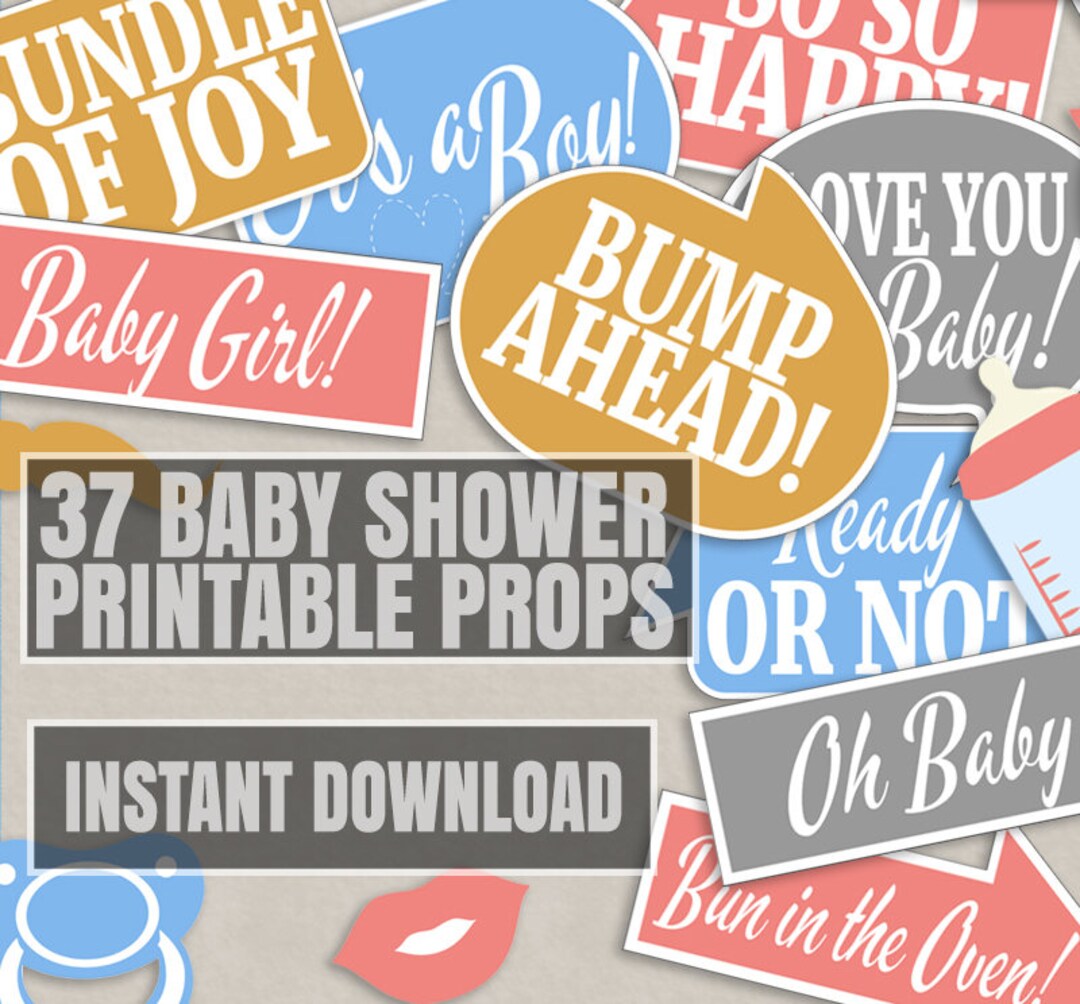 37 Baby Shower Photo Props, Modern Photo Booth Props, Baby Shower Photo ...