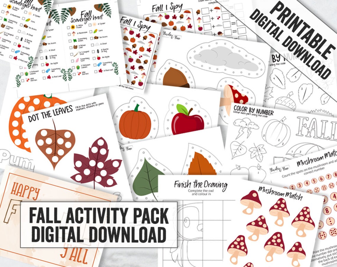 Fall Printable Activity Kit Printable Fall Craft Kit Instant - Etsy