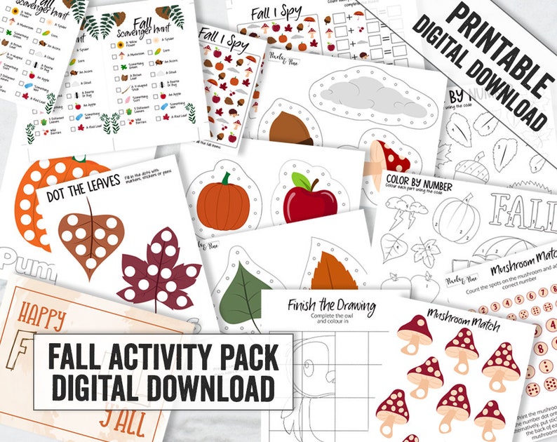 Fall Printable Activity Kit Printable Fall Craft Kit Instant - Etsy